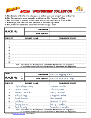 Fillable Online RACE NIGHT SPONSORSHIP FORM - Fundeo Fax Email Print ...