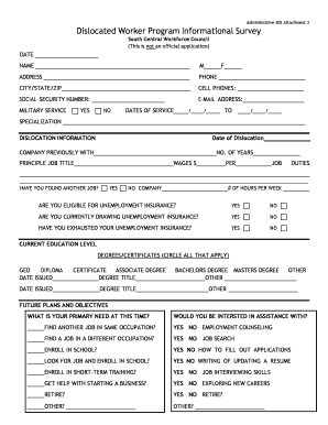 Fillable Online Administrative 302 Attachment 3 Dislocated Worker ...