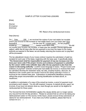 Fillable Online gsa Attach SAMPLE LETTER TO EXISTING LESSORS Date Name ...