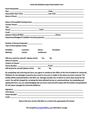 Fillable Online unirel fsu University-Relations-Space-Reservation-Form ...