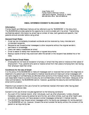Fillable Online FHWI Email Informed Consent & Release Form Fax Email Print - pdfFiller