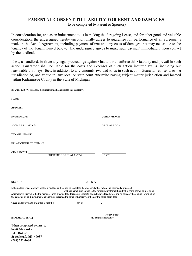Fillable Online Parental Guaranty.doc Fax Email Print - pdfFiller