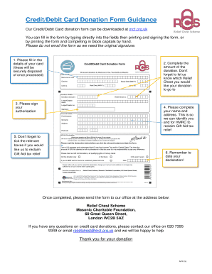 Fillable Online mcf org Credit/Debit Card Donation Form Guidance ...