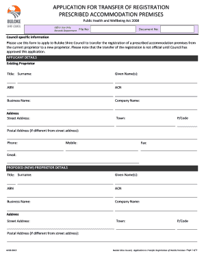 Fillable Online application for transfer of registration prescribed ...