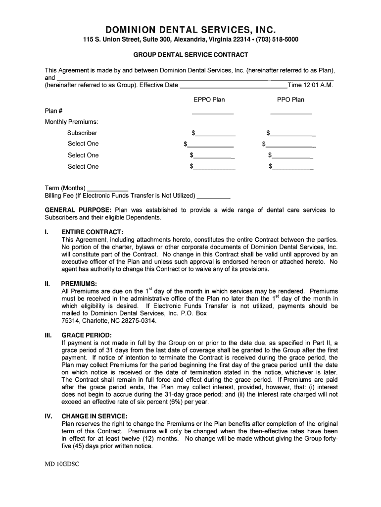 Fillable Online DOMINION DENTAL SERVICES, INC. Fax Email Print - pdfFiller