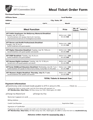 Fillable Online aft Ticketed Meal Functions Fax Email Print - pdfFiller