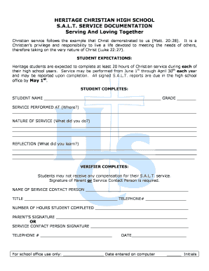 Fillable Online heritagechristian SALT form for students - heritagechristian Fax Email Print ...
