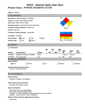 Fillable Online MSDS - Material Safety Data Sheet Product Name: POWER ...