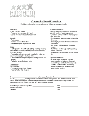 Fillable Online Consent for Dental Extractions - hinghamkids.com Fax ...