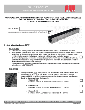 Fillable Online ACO DRAIN MULTIDRAIN M100D 100CM AVEC FEUILLURES INTEGREES Fax Email Print ...