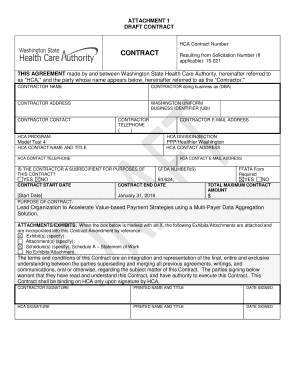 Fillable Online hca wa HCA Contract Number: CONTRACT - hca wa Fax Email ...