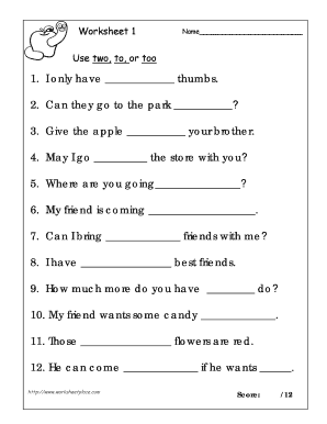 Fillable Online TOO or VERY? Worksheet - eslHQ.com Fax Email Print ...