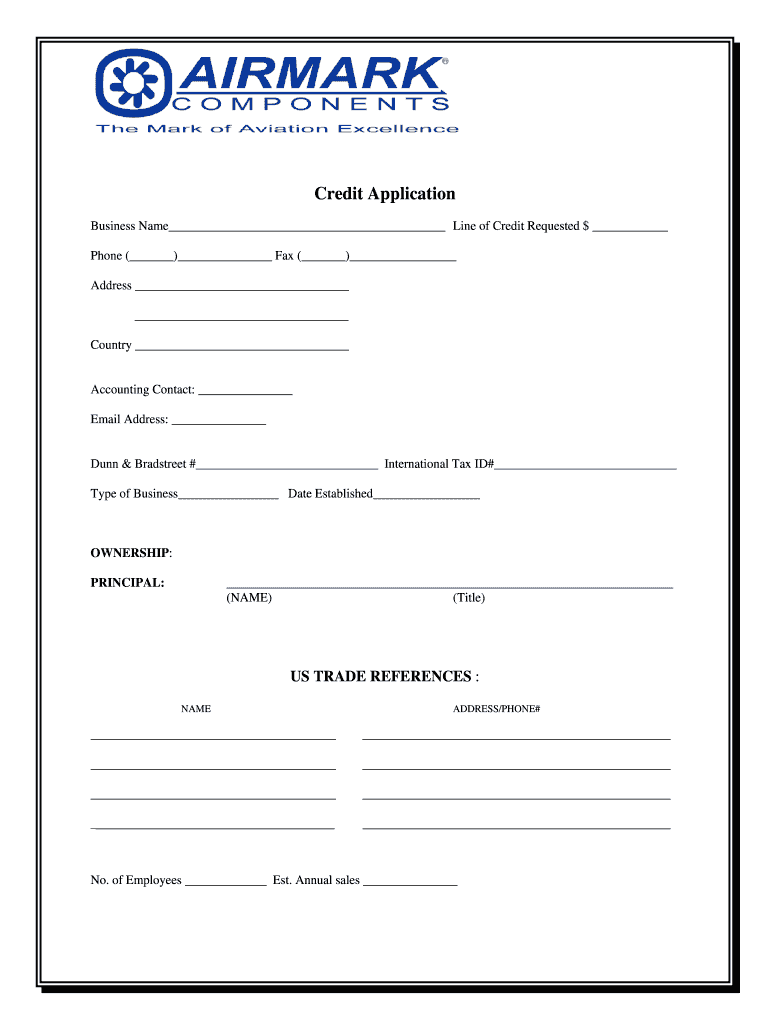 Fillable Online International Credit Application - ... Fax Email Print - pdfFiller