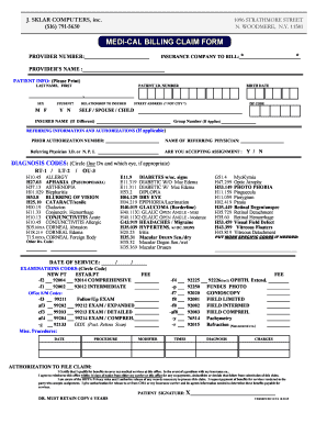 Fillable Online MEDI-CAL BILLING CLAIM FORM Fax Email Print - pdfFiller