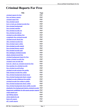 Fillable Online Criminal Reports For Free. criminal reports for free ...