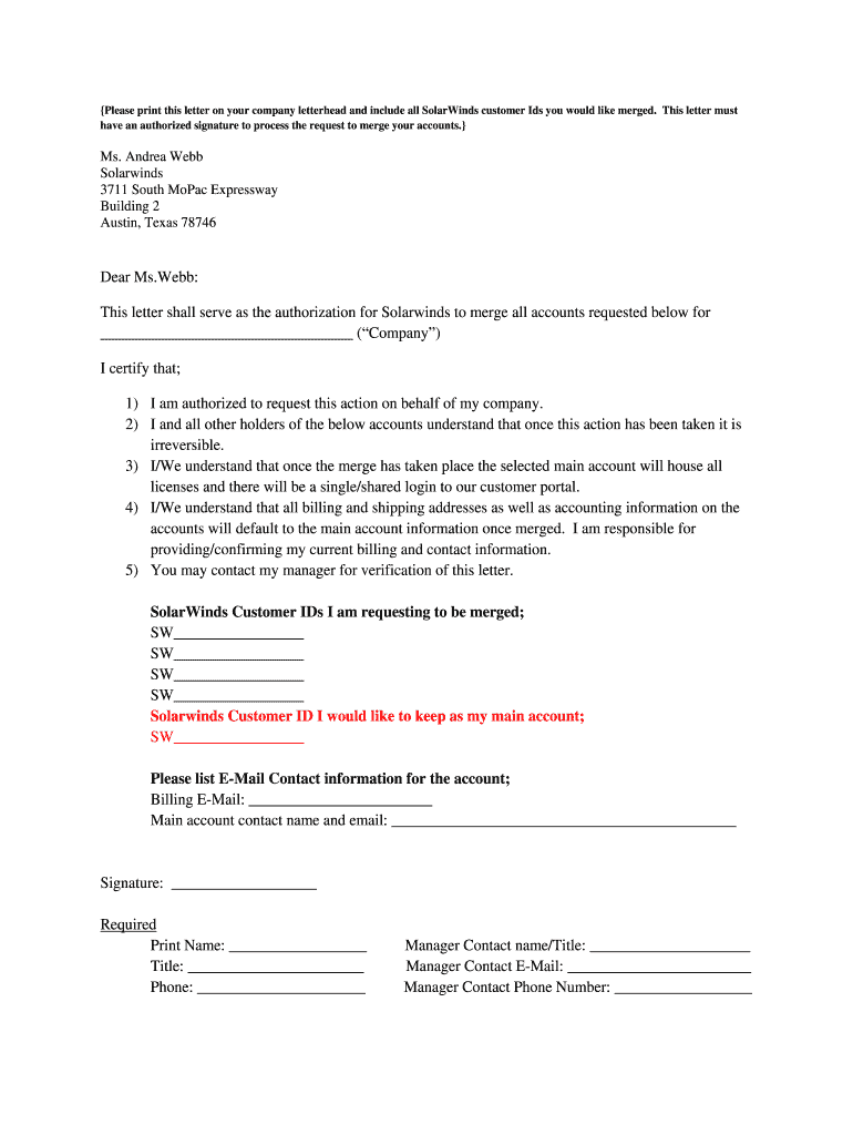 Fillable Online account merge authorization form Fax Email Print ...