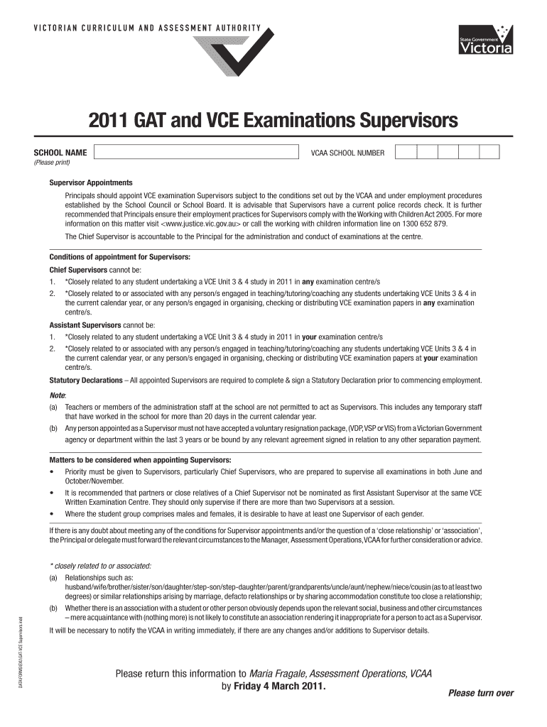Fillable Online VCE forms - Victorian Curriculum and Assessment Authority Fax Email Print ...