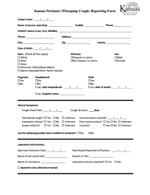 Fillable Online sedgwickcounty Pertussis Reporting Form April 2016-final Fax Email Print - pdfFiller