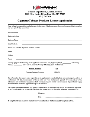 Fillable Online Cigarette/Tobacco Products License Application Fax ...