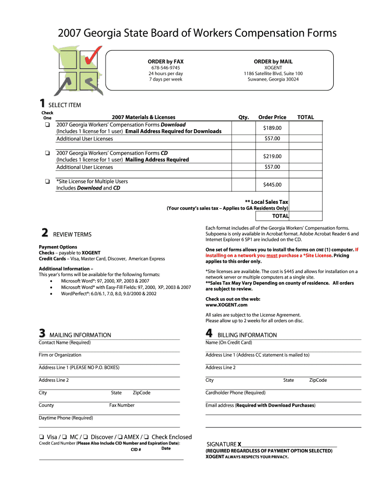 Fillable Online 2007 Georgia State Board of Workers Compensation Forms ...