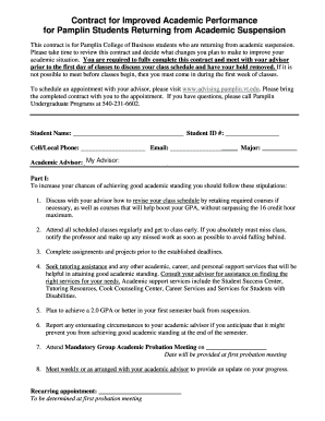 Fillable Online Revised Contract for Return from Suspension- May 2016 ...