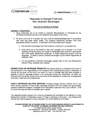 Fillable Online Requests to Sample Food and Non Alcoholic Beverages Fax ...