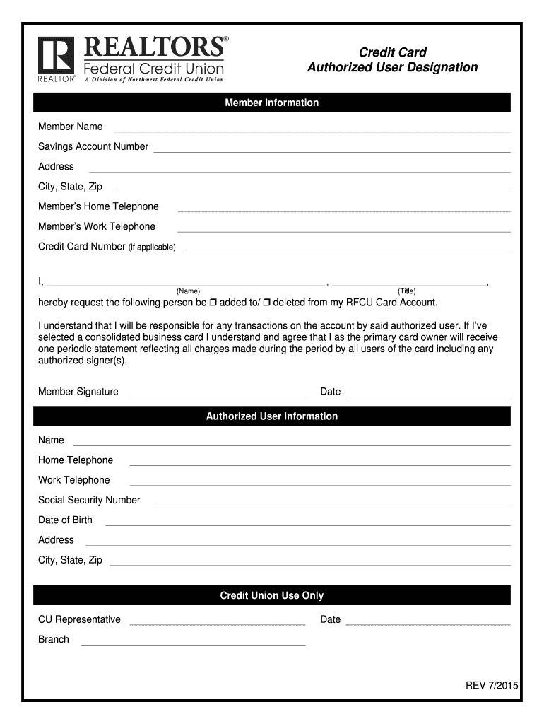 Fillable Online Authorized User Designation Fax Email Print - pdfFiller