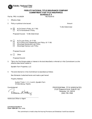 Fillable Online FIDELITY NATIONAL TITLE INSURANCE COMPANY COMMITMENT ...