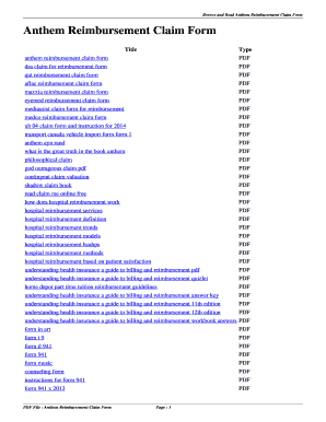 Fillable Online Anthem Reimbursement Claim Form. anthem reimbursement ...