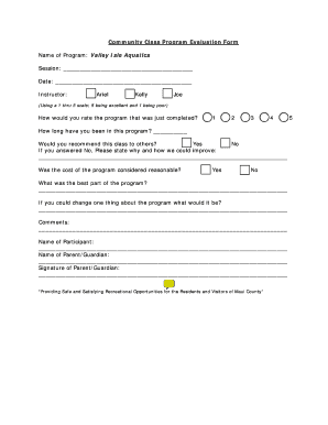 Fillable Online Community Class Program Evaluation Form Fax Email Print ...