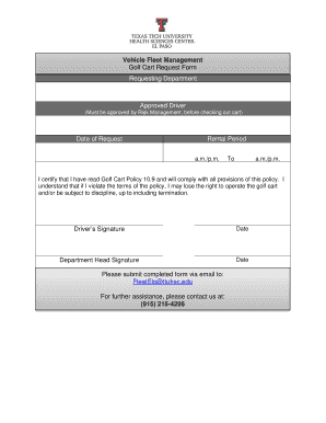 Fillable Online elpaso ttuhsc Golf Cart Request Form Fax Email Print ...