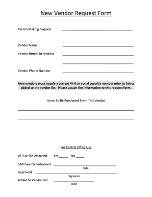 Fillable Online New Vendor Request Form - s3.amazonaws.com Fax Email ...