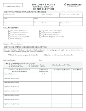 Fillable Online COBRA Election Form. COBRA Election Form Fax Email ...