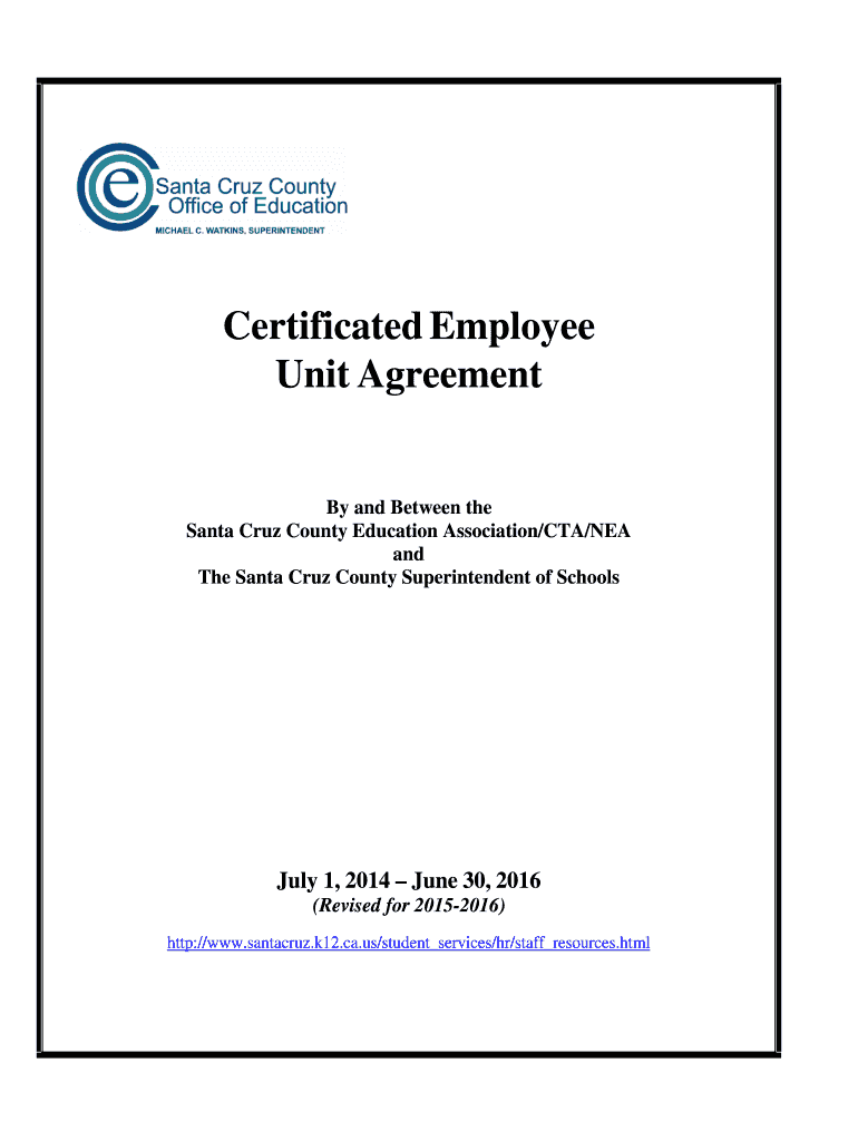 Fillable Online santacruz k12 ca Certificated Employee Unit Agreement Fax Email Print - pdfFiller
