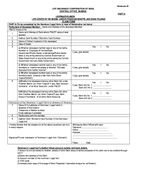 Fillable Online licindia Revised Claim Forms with Govt Modifications ...