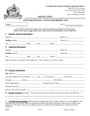 Fillable Online co benton or APPLICATION EXPAND/CHANGE A NONCONFORMING USE Fax Email Print ...