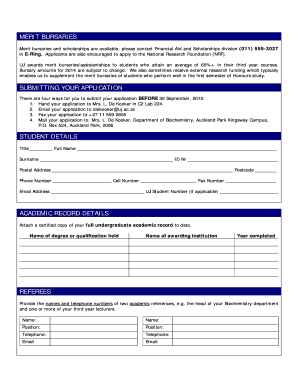 Fillable Online uj ac HONOURS APPLICATION FORM: BSC HONOURS IN ...