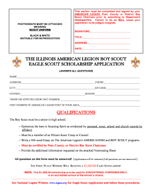 Fillable Online illegion THE ILLINOIS AMERICAN LEGION BOY SCOUT EAGLE SCOUT ... - illegion Fax ...