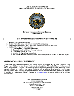 Fillable Online Life Care Planning Packet (Advanced Directives) Fax ...