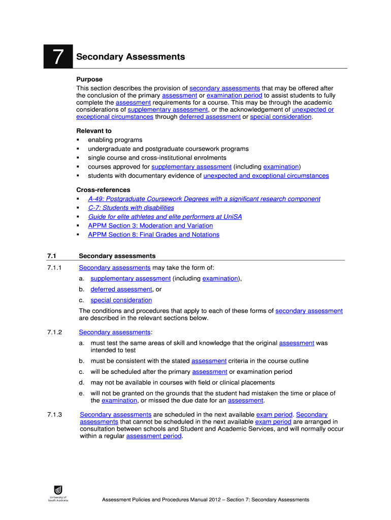 Fillable Online Secondary Assessments Fax Email Print - pdfFiller