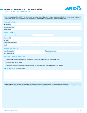 Fillable Online anz co Re-process a Transaction or Process a Refund ...