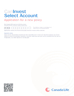 Fillable Online documents canadalife co CanInvest Select Account ...
