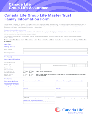 Fillable Online documents canadalife co Group Life Assurance Fax Email ...