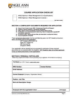 Fillable Online Application checklist DRM - Ngee Ann Polytechnic Fax Email Print - pdfFiller