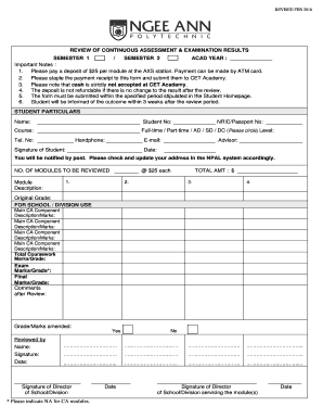 Fillable Online REVIEW OF CONTINUOUS ASSESSMENT & EXAMINATION RESULTS ...