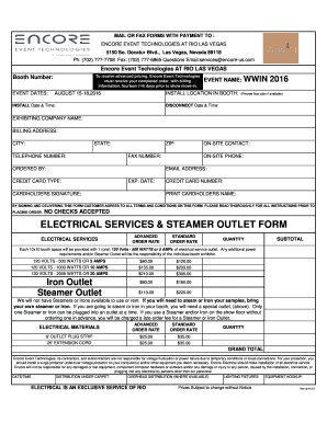 Fillable Online ELECTRICAL SERVICES & STEAMER OUTLET FORM Fax Email ...