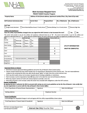 Fillable Online newarkha Rent Increase Request Form PBV 2016 - newarkha.org Fax Email Print ...