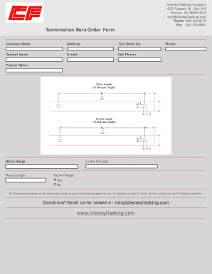 Fillable Online Termination Bars Order Form - Moonfruit Fax Email Print ...