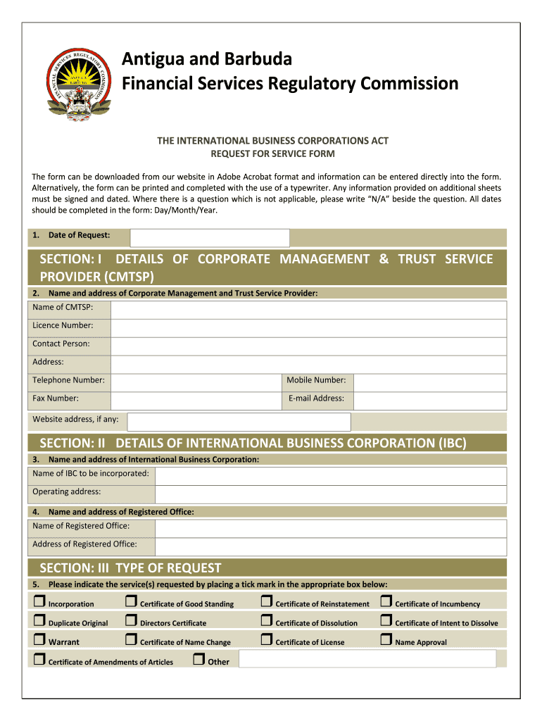 Fillable Online fsrc gov IBC Request for Service Form Fax Email Print ...
