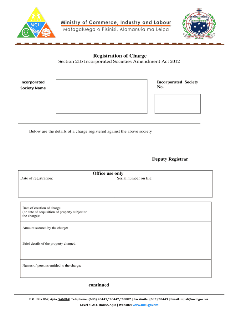 Fillable Online MCIL Registration of Change Form. RCIP Registration of Change Form Fax Email ...